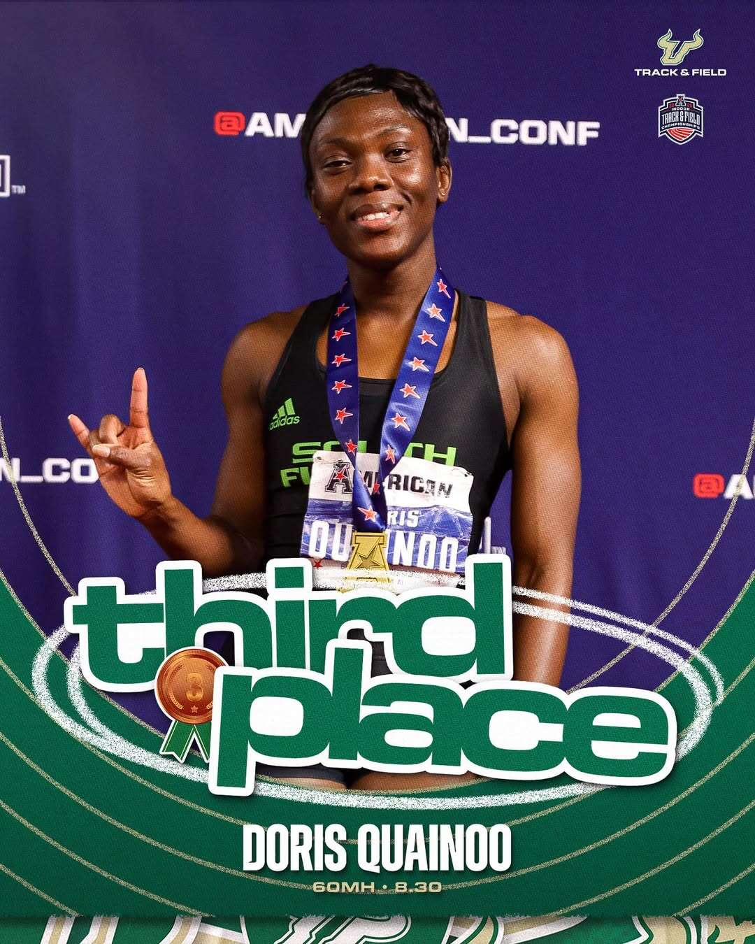 Ghana's Doris Quainoo secures podium finish as USF Bulls seal historic ...